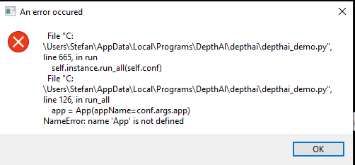 [BUG] NameError: name ''App is not defined · Issue #750 · luxonis/depthai · GitHub