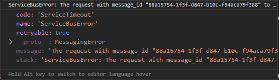 ScheduleMessages() method throws a ServerTimeout instead of MessageSizeExceeded exception ...