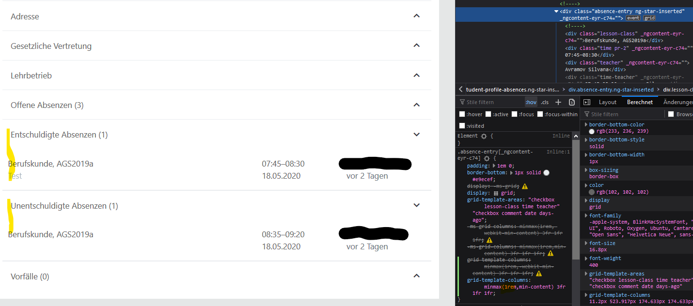 Schüler-Profil: Absenzen aufführen (4PT) · Issue #151 · bkd-mba-fbi/webapp-schulverwaltung · GitHub