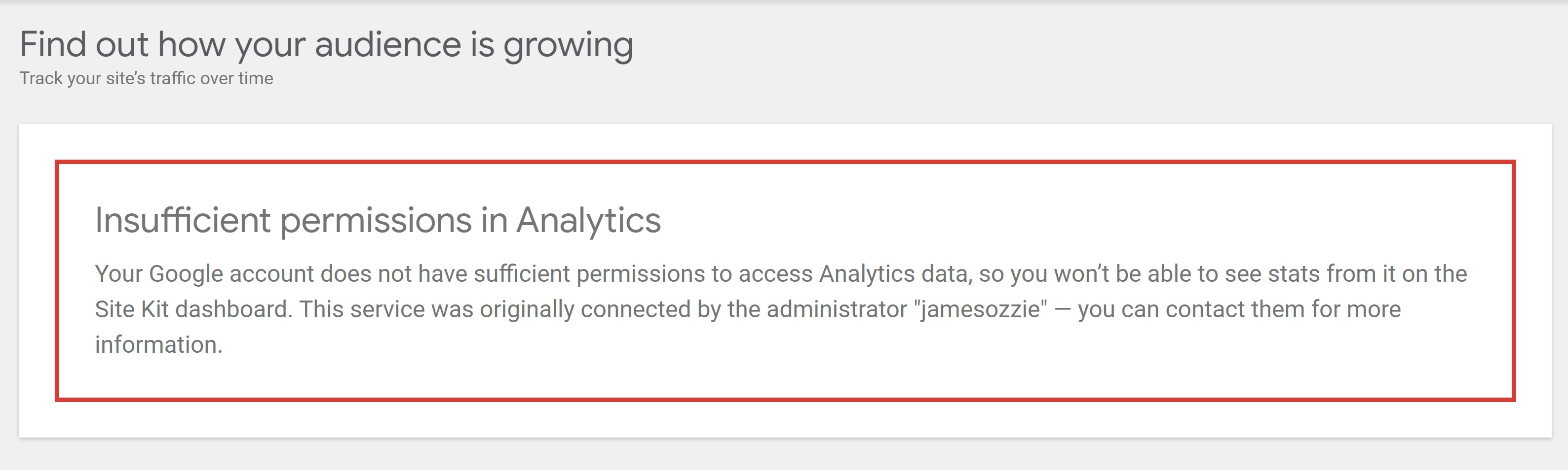 Match the wording for Analytics permission errors on both the Analytics ...