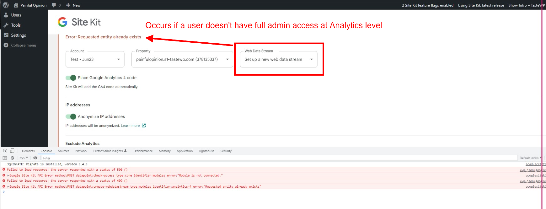 GA4 - Editor roles unable to create a new data stream · Issue #7081 · google/site-kit-wp · GitHub