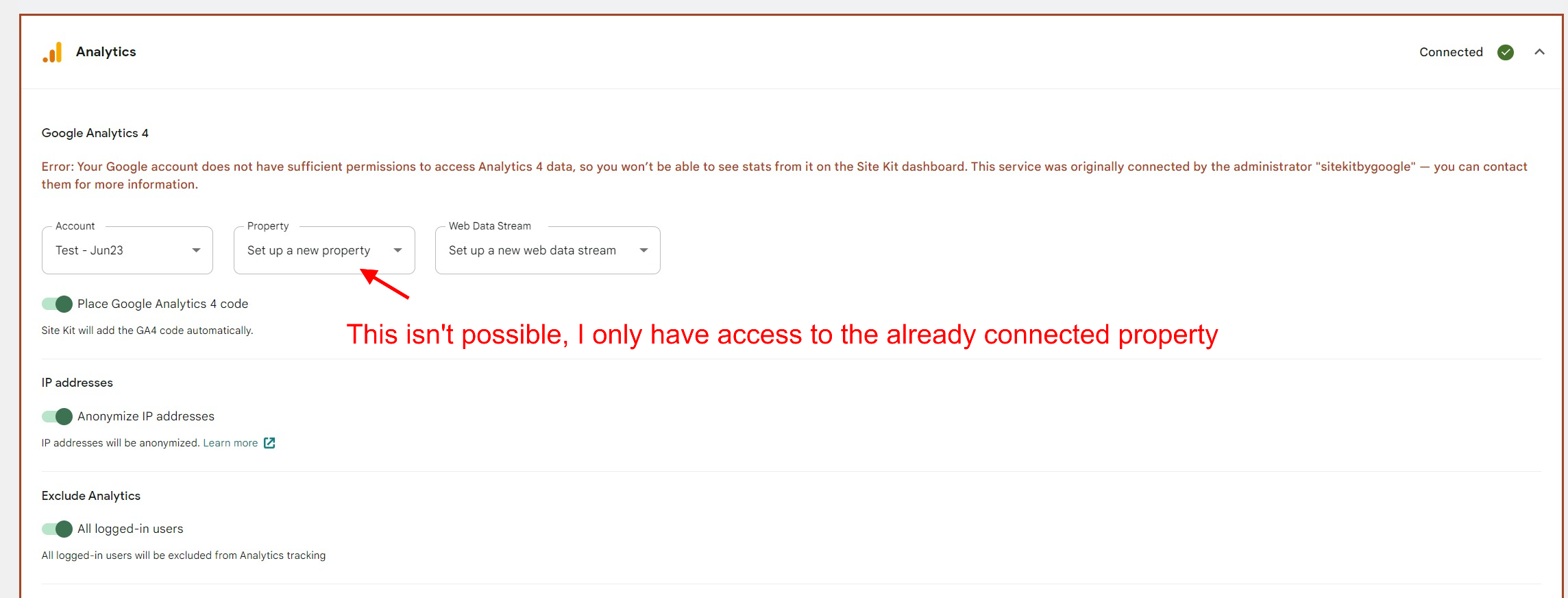 Improve Messaging Or Dont Allow Users To Setup New Property Or Set Up A New Web Data Stream 