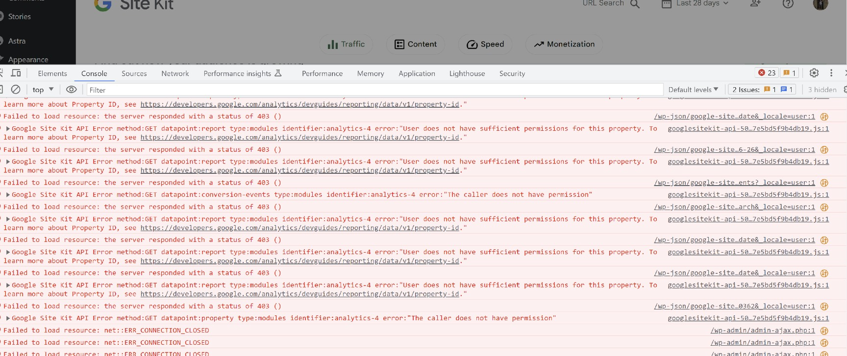 Analytics error notices no longer include the "Request access" button · Issue #7361 · google ...