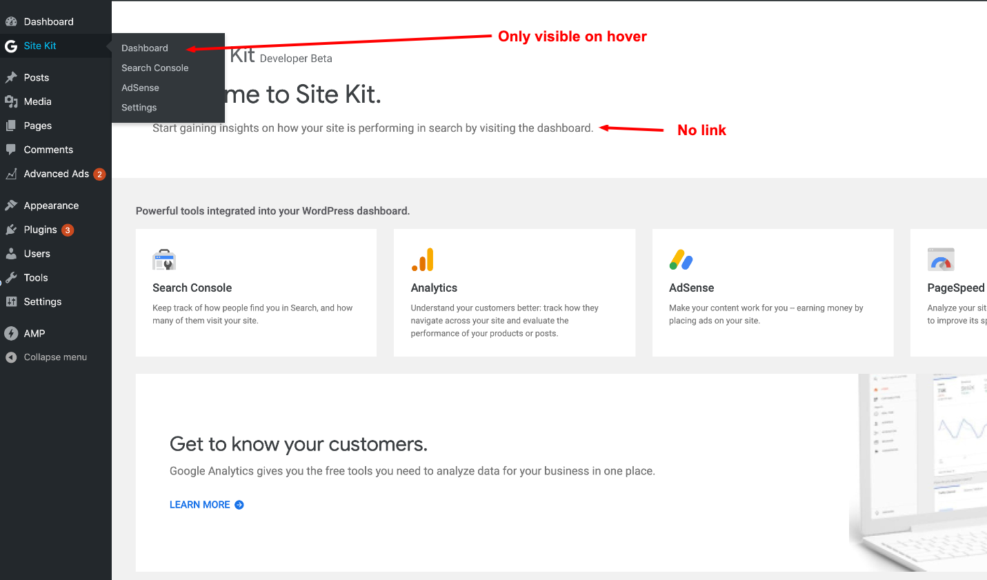 Create link to dashboard on welcome screen (After reactivating plugin ...
