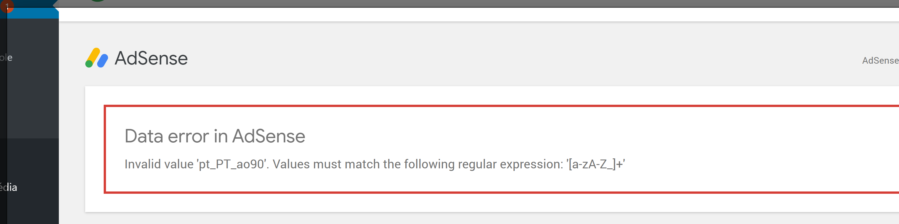 AdSense dashboard error when Portuguese AO90 language is selected · Issue #2105 · google/site ...