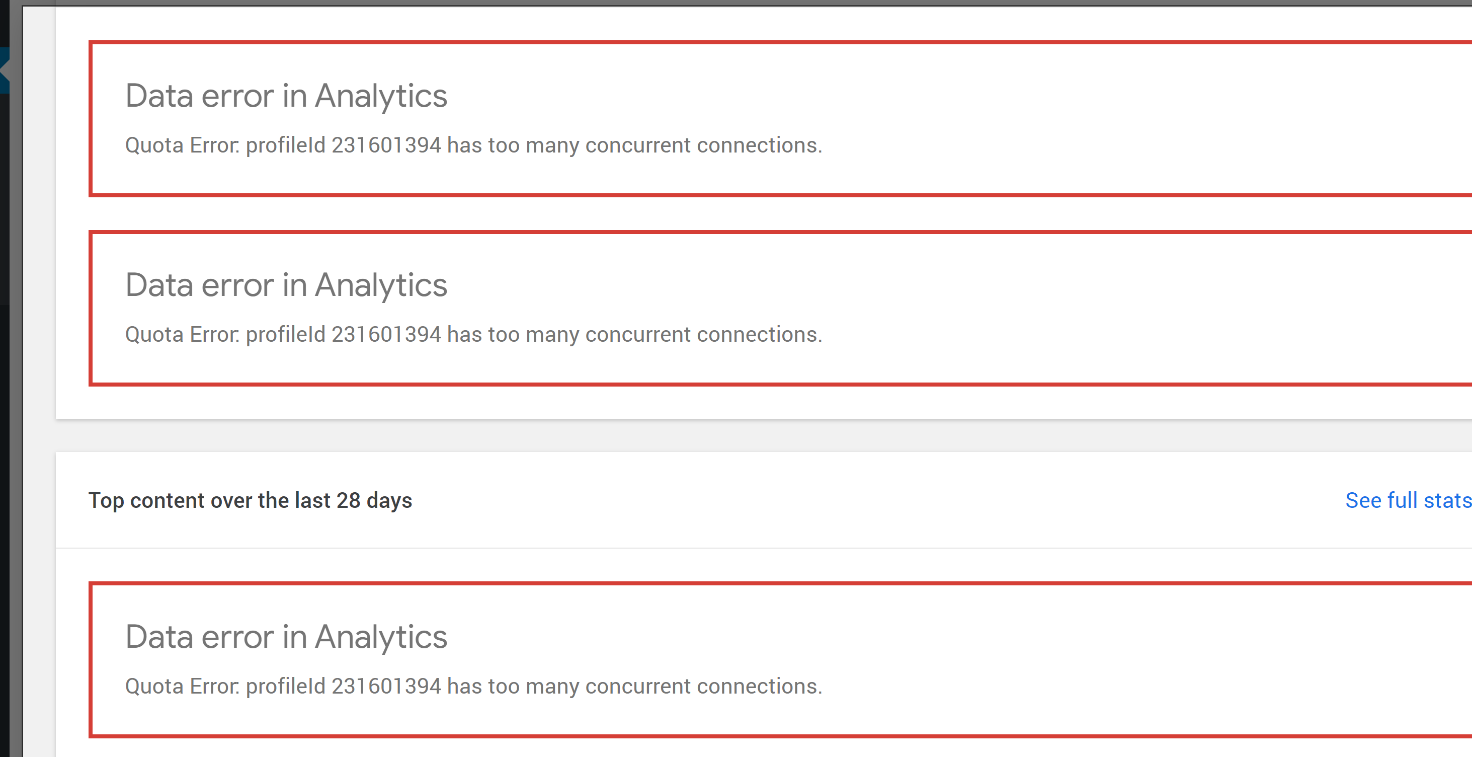 Quota Error: profileID --- has too many concurrent connections · Issue #2378 · google/site-kit ...