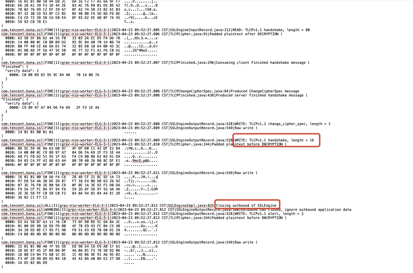 Java与go Grpcs通信,java作为服务端在发送完server Finished消息后会立即关闭ssl,导致无法通信 · Issue 205 · Tencent