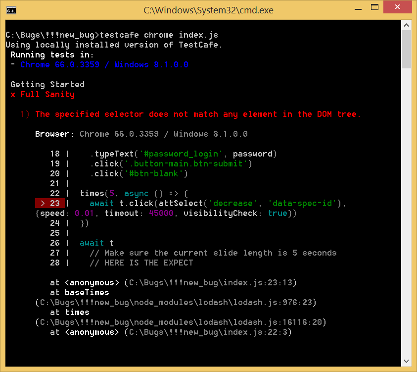 Wrong Error Thrown On Click After A Failed Assertion · Issue 2369 · Devexpresstestcafe · Github