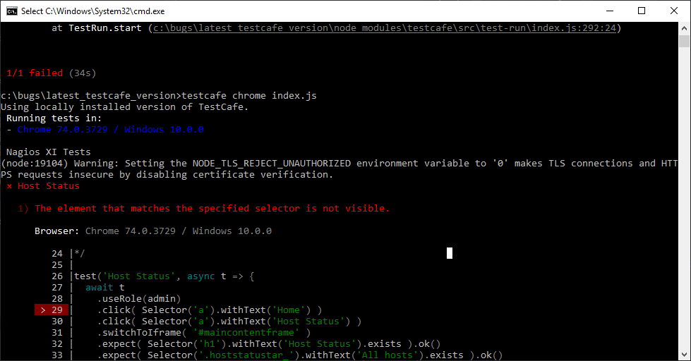 Try To Disable The Nodejs Warning · Issue 2051 · Devexpresstestcafe Hammerhead · Github