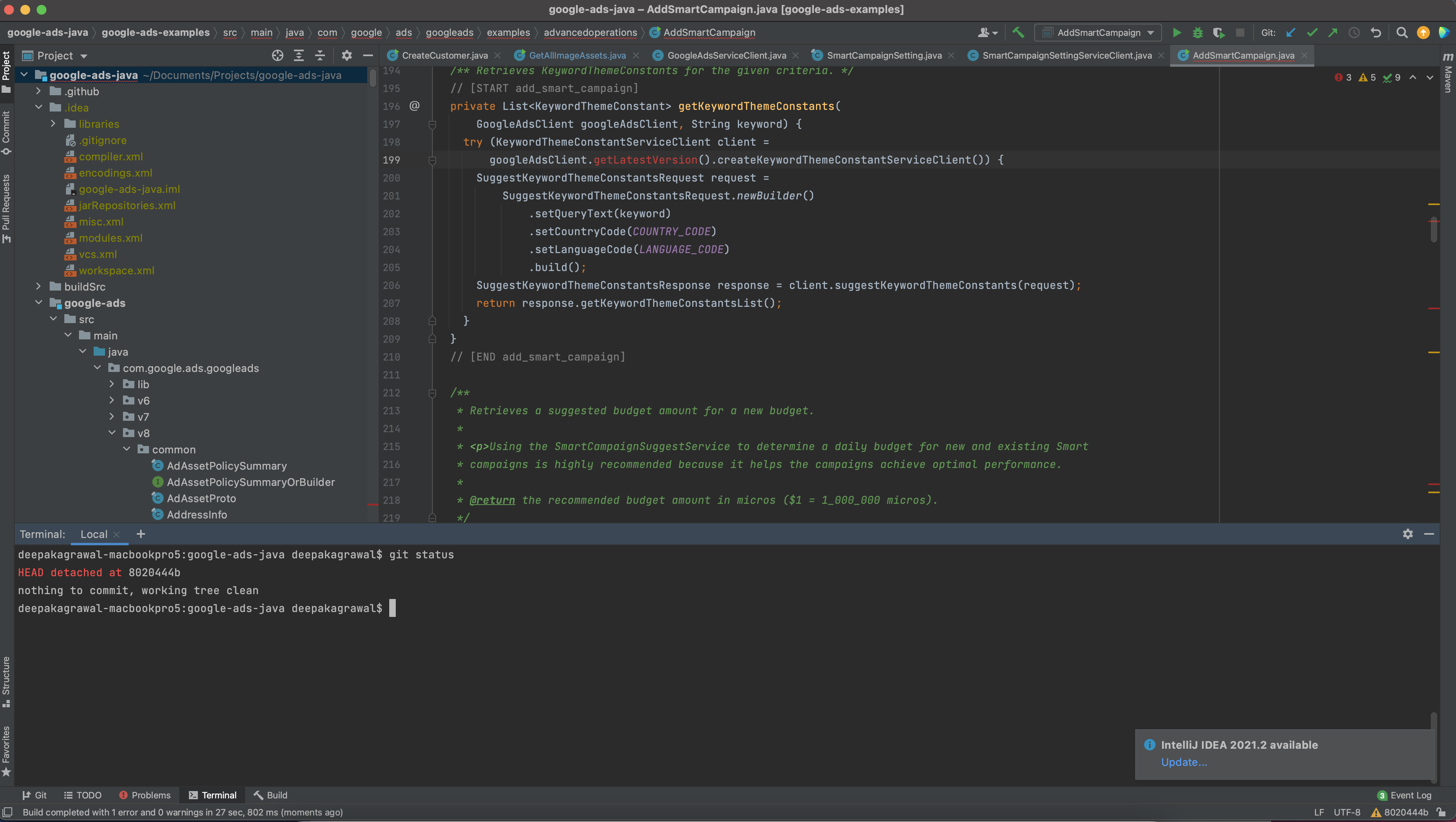 Cannot resolve method 'getLatestVersion' in 'GoogleAdsClient' · Issue ...