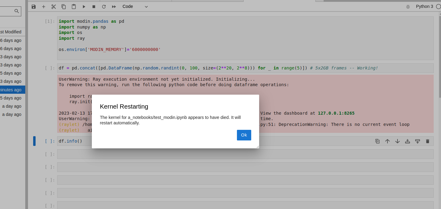 Cant Get Modin Working With Out Of Memory Data · Issue 5638 · Modin Projectmodin · Github