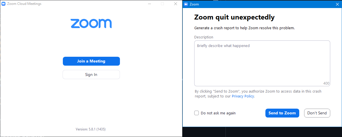 Zoom continuously crashes with Video Conference Mute enabled · Issue ...