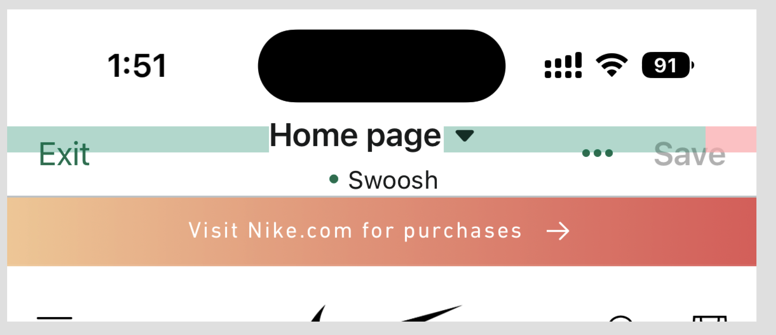[iOS only] The template name and theme name are not aligned to the centre of the title bar ...