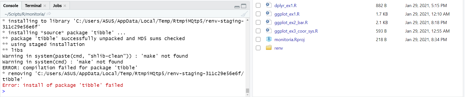 Error: install of package 'tibble' failed · Issue #625 · rstudio/renv ...