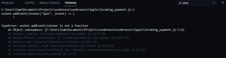 TypeError: socket.addEventListener is not a function · Issue #991 · XRPLF/xrpl-dev-portal · GitHub