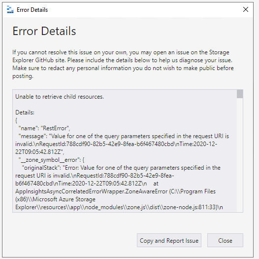 An error occurs when expanding emulator 'Blob Containers' node with emulator running · Issue ...