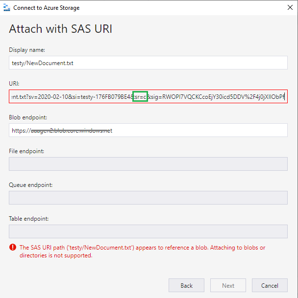 The 'sr' field is 'c' in an ADLS Gen2 blob's SAS URI which generated with access policy · Issue ...