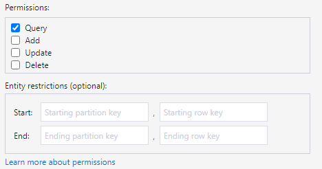 There is an extra scrollbar in the 'Shared Access Signature' dialog under the 'Dark' theme ...