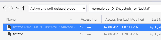 There is a failed activity log when trying to overwrite an archive blob with soft delete is ...