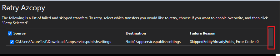 There is an extra scrollbar on the 'Retry AzCopy' dialog under the 'Dark' theme · Issue #4685 ...