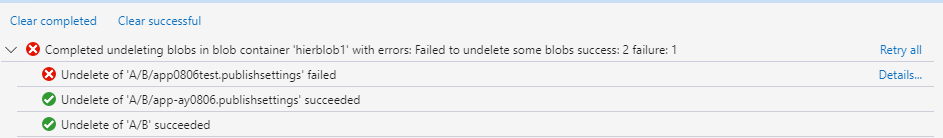 Fail to undelete all soft-deleted items when the selection contains soft-deleted blobs and its ...