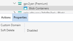 The values of the properties 'Soft Delete' and 'Retention Days' show 'Error loading property ...