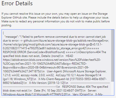 Fail to delete more than one blob version which come from the different directories at the same ...