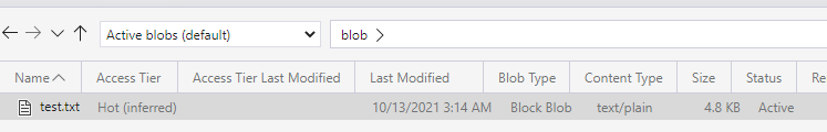 There is an extra '/' before the blob name when upload one blob to a folder which name is the ...