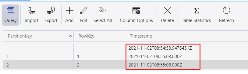 The formats of the Timestamp value are inconsistent between the first added entity and other ...