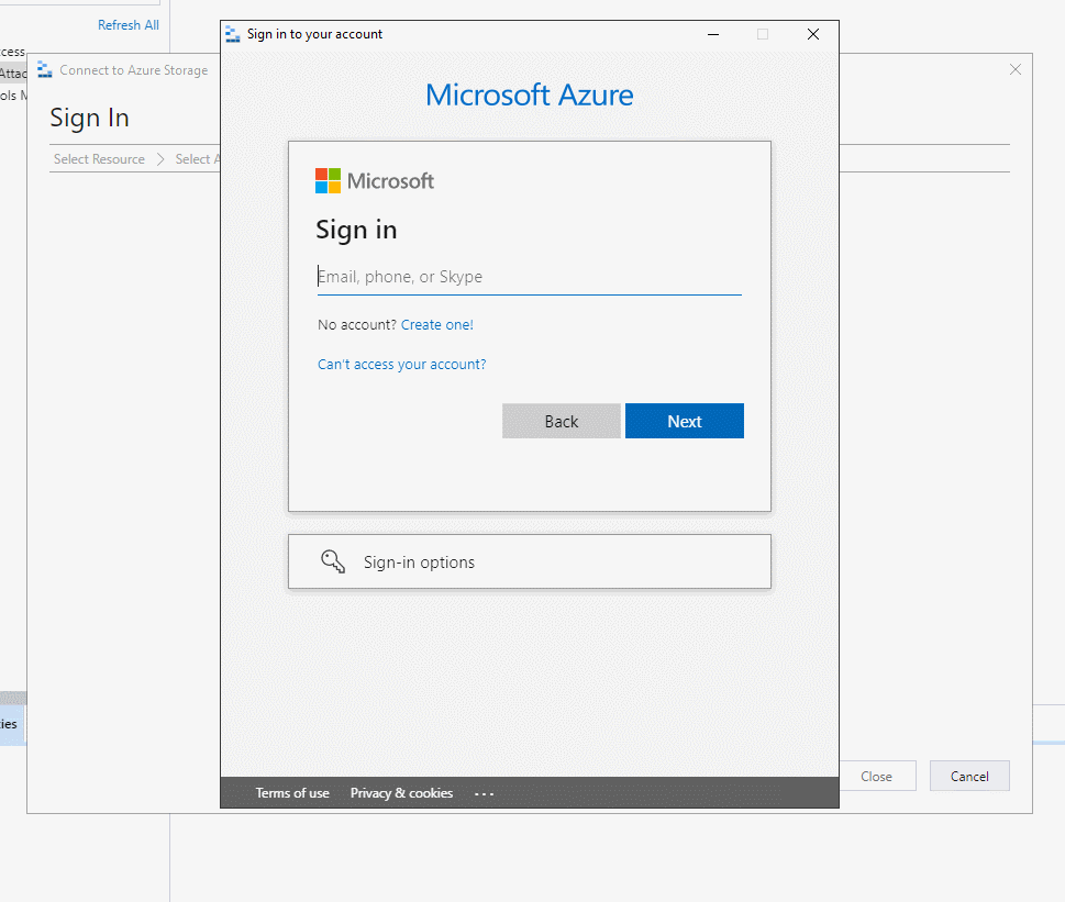 The 'Sign in' dialog doesn't disappear after clicking the 'Back' button ...
