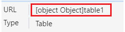 The URL of one table displays as '[object Object]table1' · Issue #5187 ...