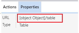 The URL of one table displays as '[object Object]table1' · Issue #5187 ...