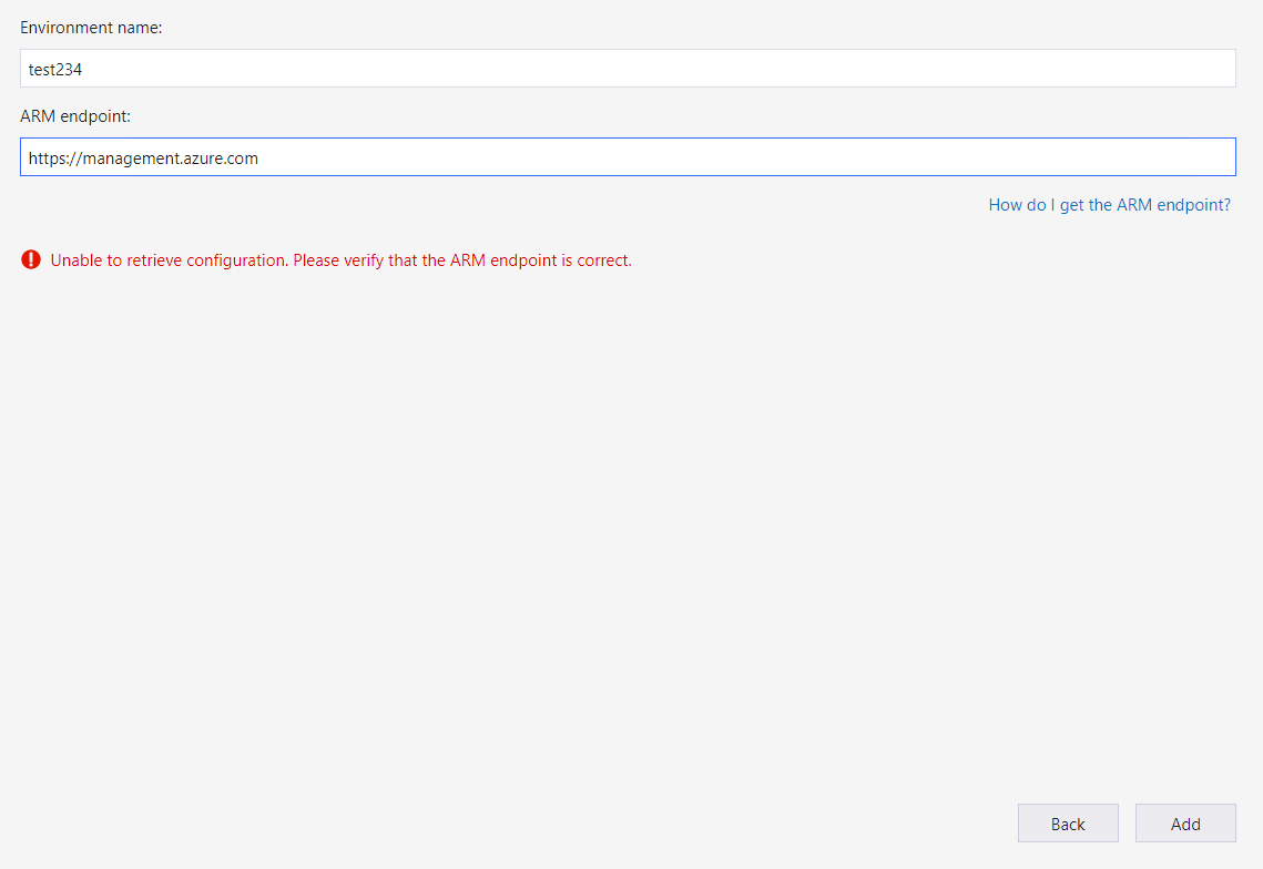 The 'Add' button is disabled on the 'Add Custom Environment' dialog even though closing the ...