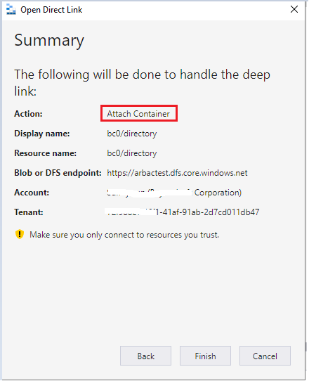 The Action is incorrectly displayed as 'Attach Container' in the 'Summary' dialog when selecting ...