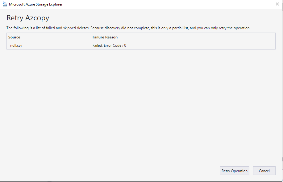 Can't get the helpful error info when deleting more than one ADLS Gen2 blob at one time if ...