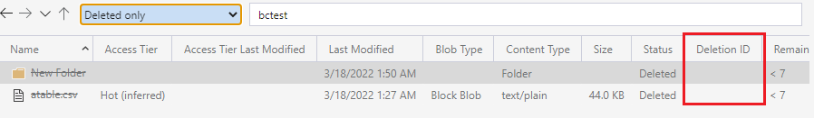 Can't select the soft-deleted blob or the active blob separately if they share the same name ...