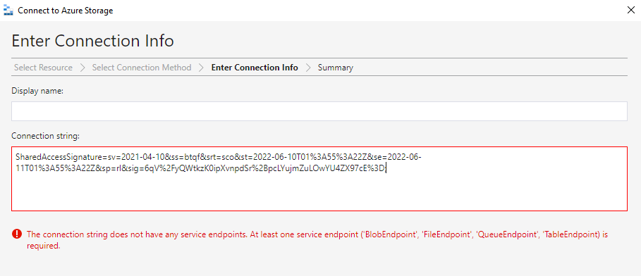 There are extra action items 'Get Shared Access Signature... & Copy Primary Key' in the context ...