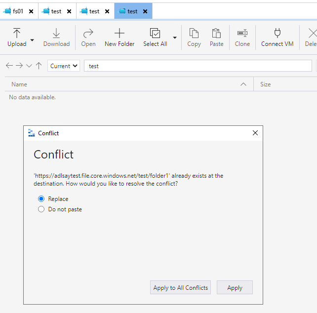 There is a conflict dialog when pasting one file share which contains a non-empty folder · Issue ...