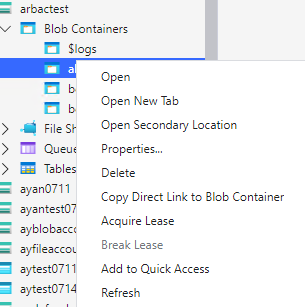 It would be better to remove the actions 'Clone.. & Copy Blob Container' for one blob container ...