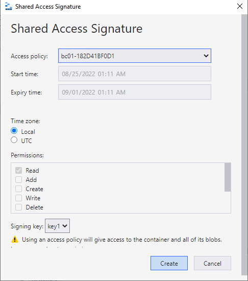 There is an extra scrollbar in the 'Shared Access Signature' dialog for ADLS Gen2 folder/blob ...