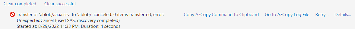 Fail to clone/paste one blob under the attached blob container which SAS URL is created by 'User ...