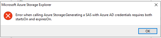 An error occurs when creating SAS URL by selecting 'User delegation key & access policy' · Issue ...