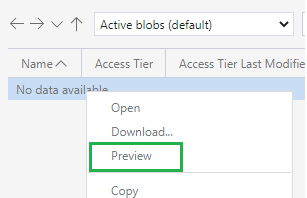 Hide the "Preview" action if no blob is selected in the blob container view · Issue #6079 ...
