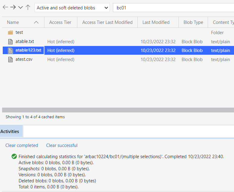 The statistics result is incorrect when running 'Selection Statistics' for blobs/ADLS Gen2 blob ...