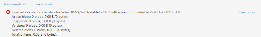 The statistics result is incorrect when running 'Selection Statistics' for blobs/ADLS Gen2 blob ...