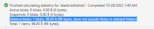 The deleted blobs statistics result doesn't match the cue message "does not include blobs in ...