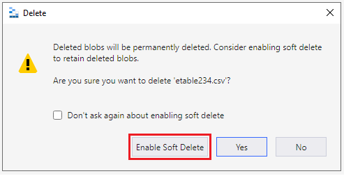 The 'Enable Soft Delete' button still displays on the 'Delete' dialog even though the checkbox ...