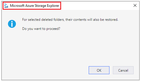 The title of the undelete dialog for soft deleted ADLS Gen2 items is "Microsoft Azure Storage ...