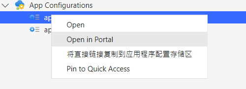 The action items 'Open & Open in Portal & Pin to Quick Access' are not localized for one app ...