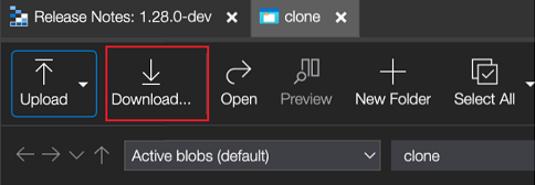 Incorrectly display 'Download...' on the restored tab's toolbar for blob containers/ADLS Gen2s ...